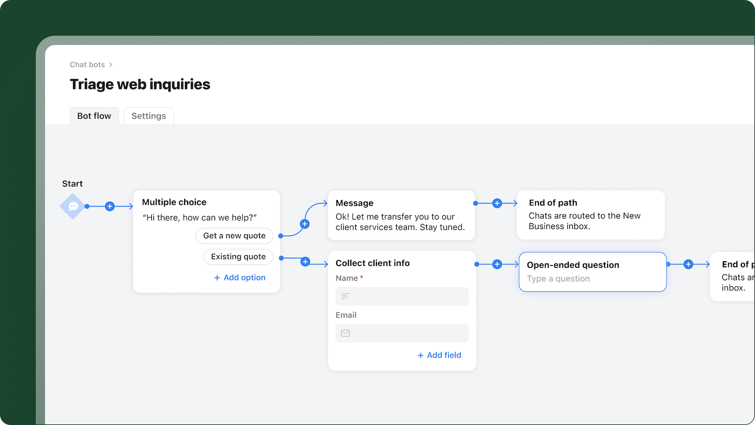 Front for Client Communication