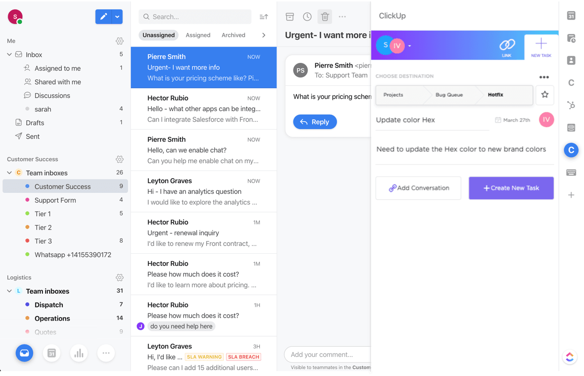 ClickUp Integration | Front