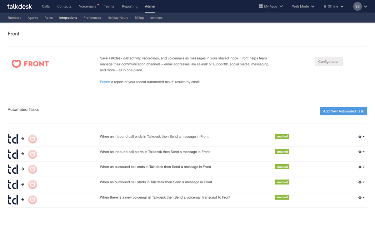Talkdesk Integration | Front