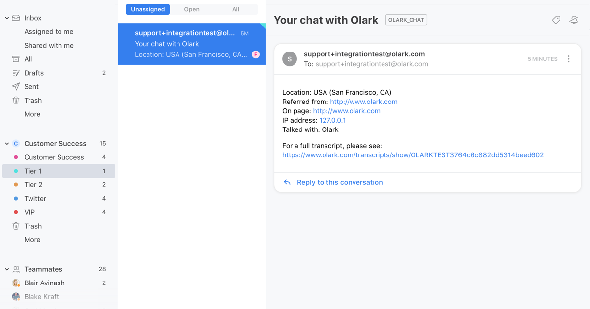 Olark Integration | Front