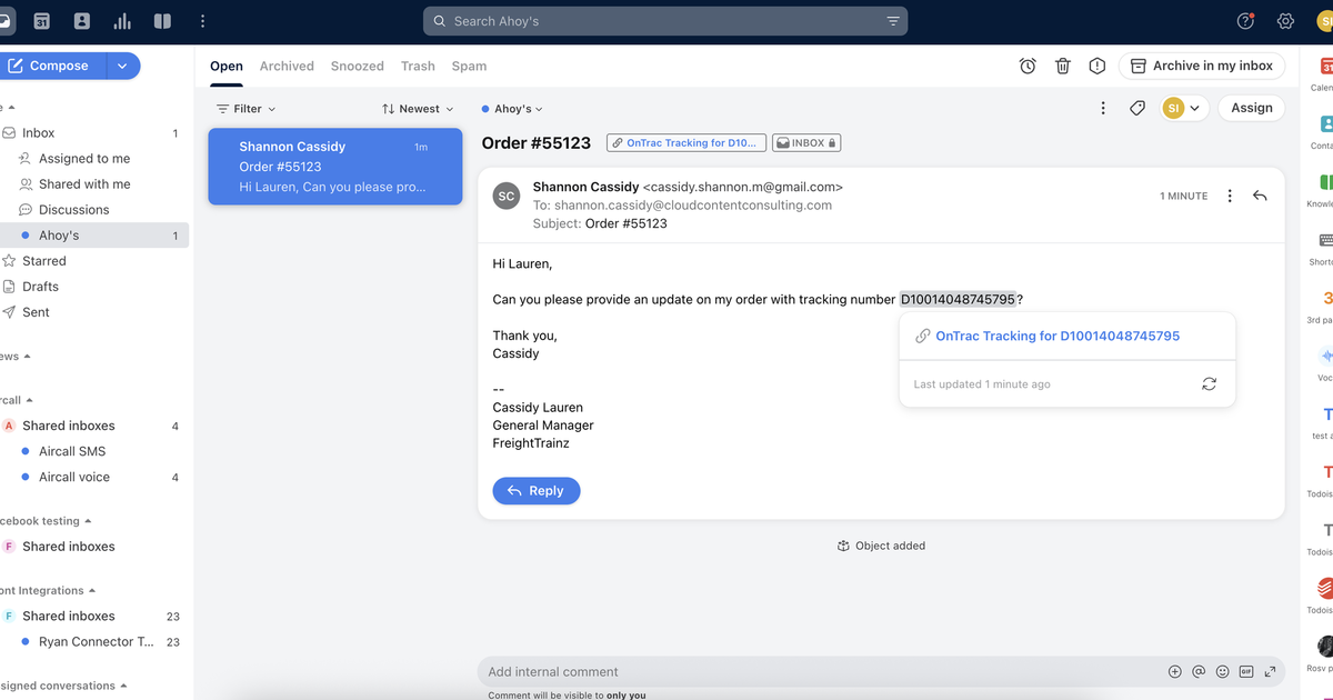 OnTrac Integration | Front